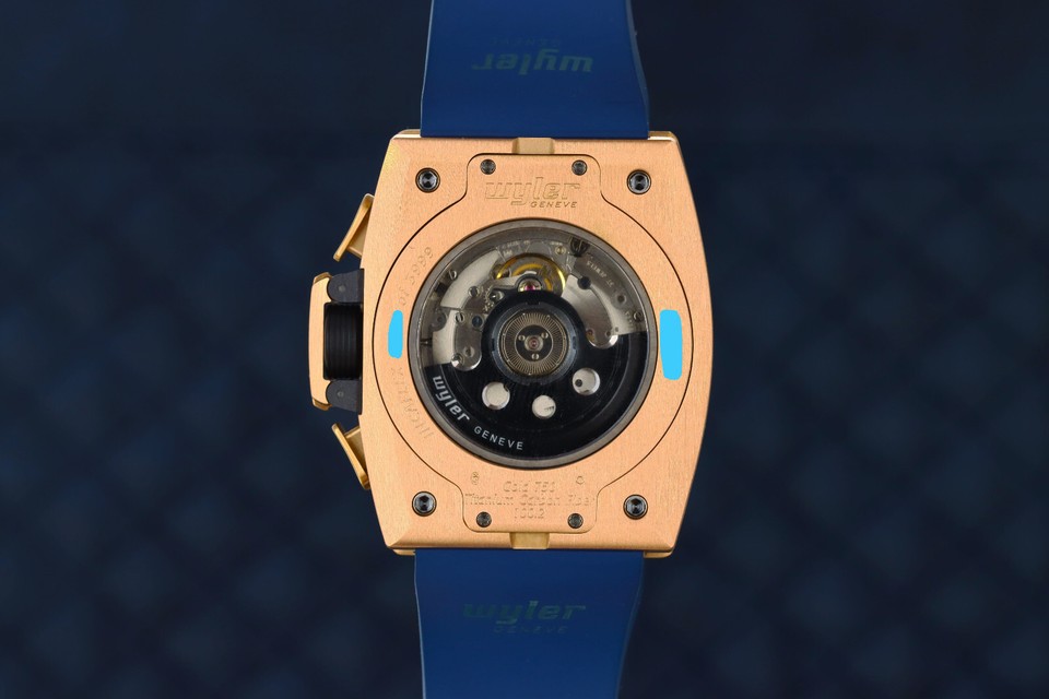 Wyler Code R Chronograph 18kt Rose Gold 'Bleu' Incaflex 1005.00.B02.RBA ...