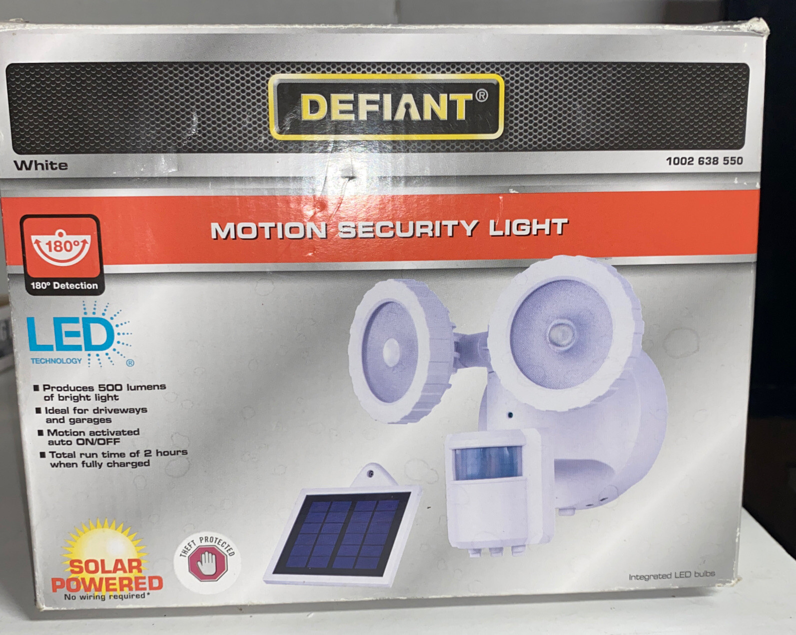 Defiant 180-Degree White Solar Powered Motion Activated Outdoor ...