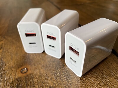 3pk White USB A & C Combo Power Adapter Wall Charger US Plug | eBay