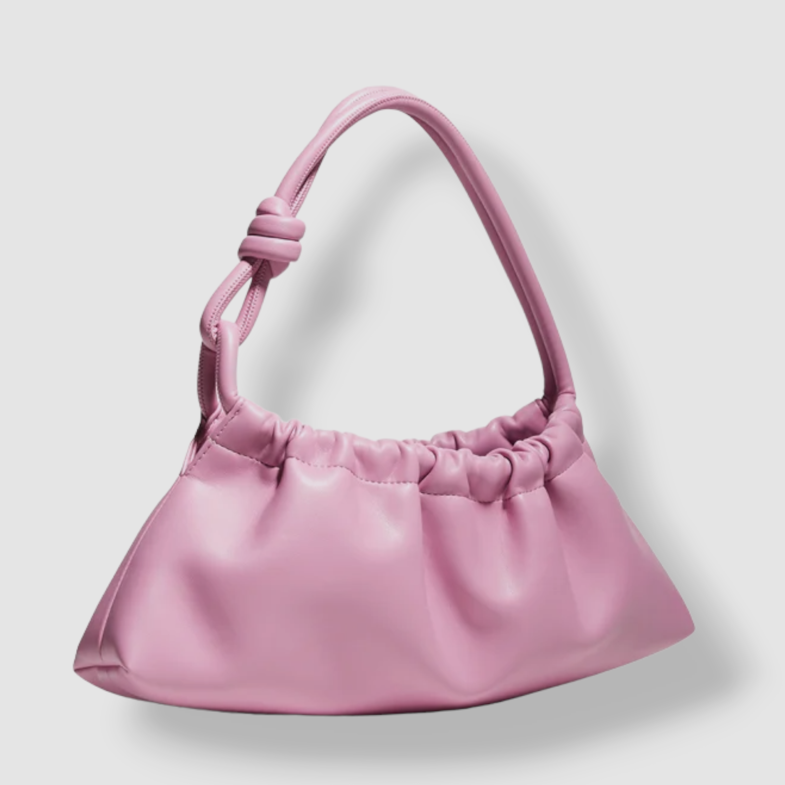 $495 Nanushka Women's Pink Valerie Ruched Faux Leather Knot Shoulder ...