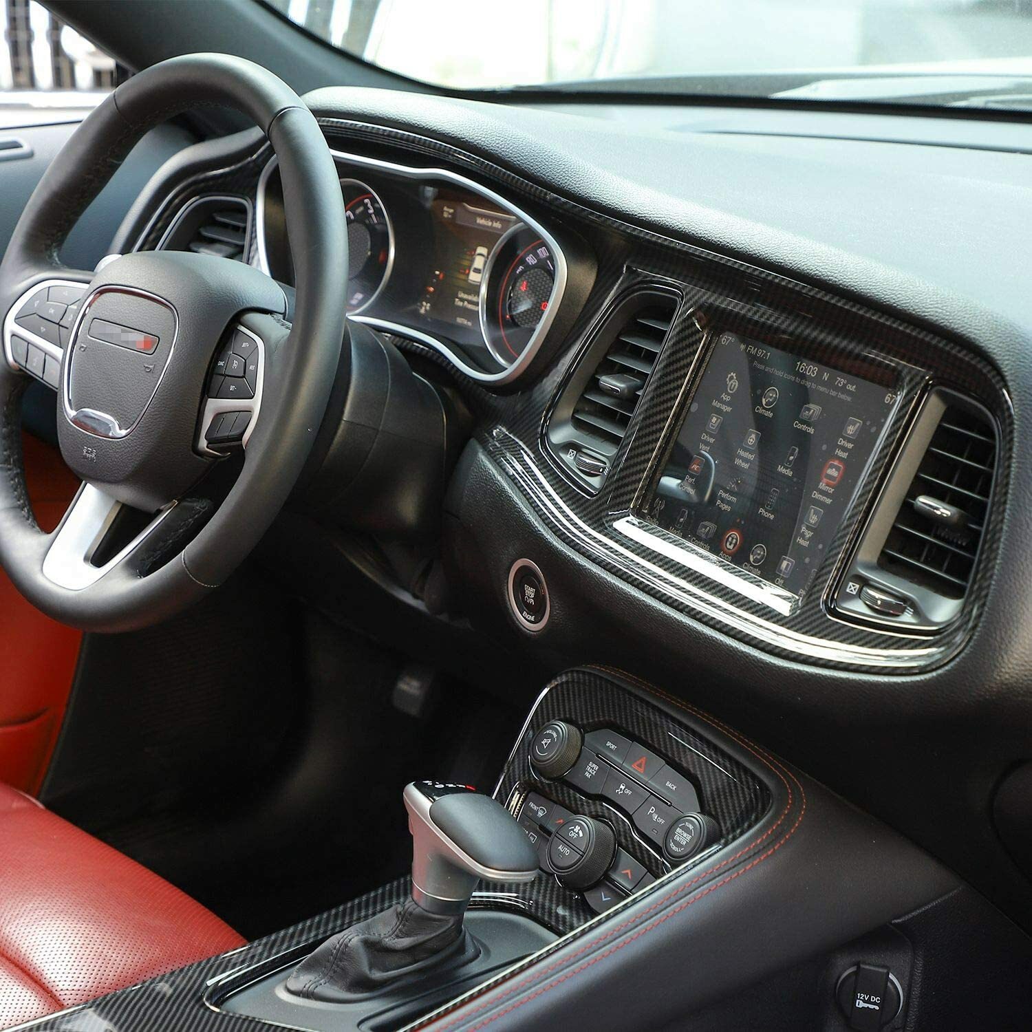 Carbon Fiber Center Consoles Dash Board Cover Trim for 2015-22 Dodge ...