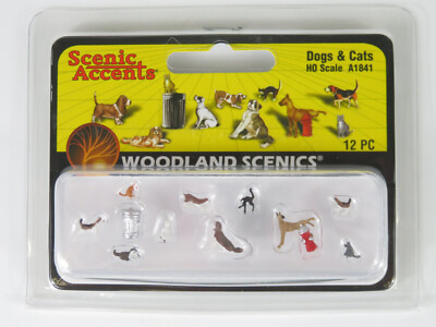Woodland Scenics A1841 HO Scale Dogs and Cats NIB 12pc | eBay