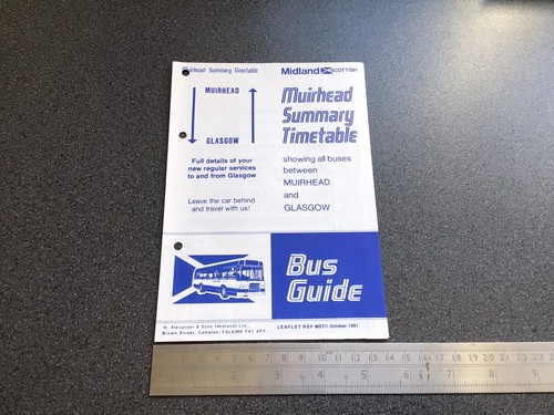 Midland Scottish Bus Group Muirhead Summary Timetable October 1981 ...