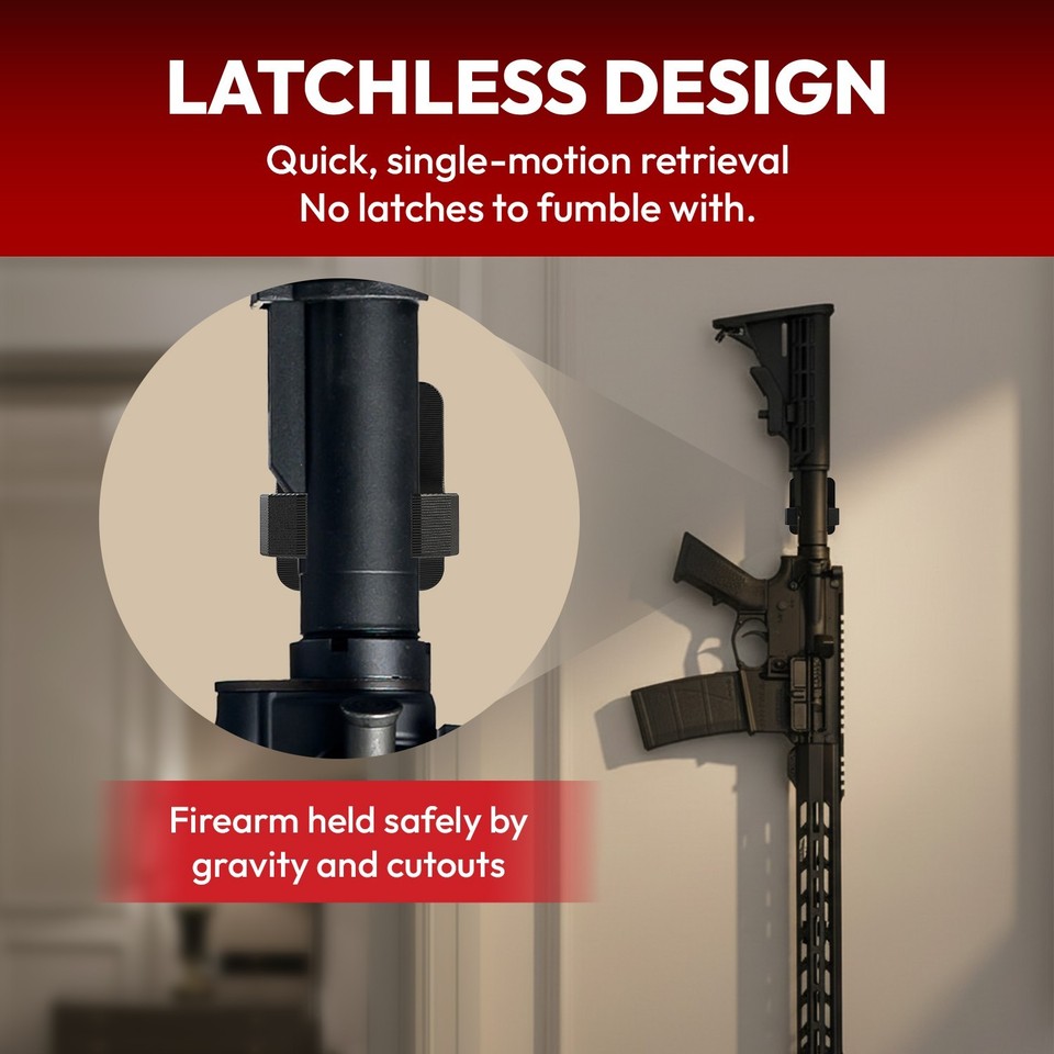 Buffer Tube Wall Mount Ambidextrous Quick-Release Secure Vertical ...
