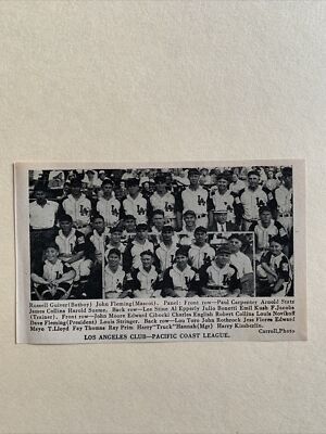 Los Angeles Angels Ripper Collins & Hollywood Stars 1939 Baseball Team ...