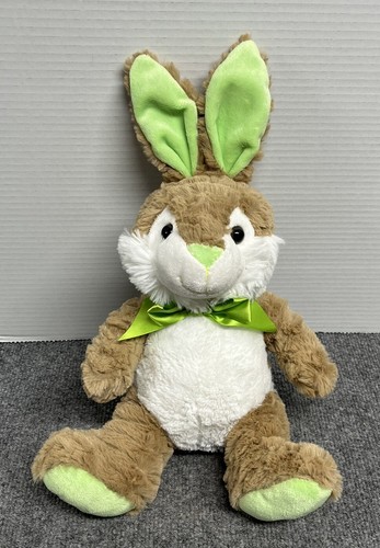 Kellytoy Bunny Rabbit 13" Plush Green Ears Feet Bow Stuffed Animal ...