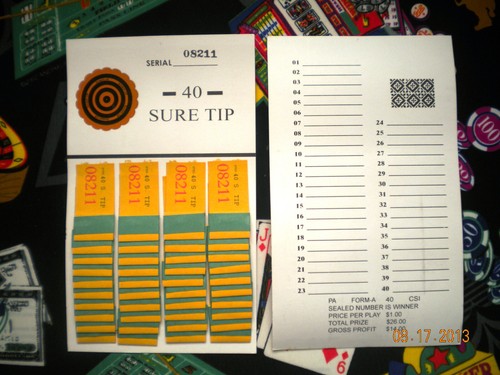 (2 Lot) ~ 40 SURE TIP BOARDS {01 to 40} Fund-Raising Raffle Pull Tab ...