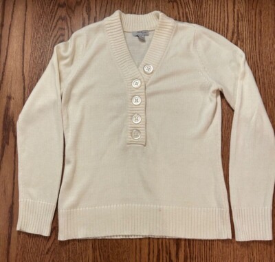 White/Cream color Sweater buttons on top size S | eBay