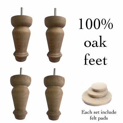 4x Sofa feet, oak castors casters, sofa feet, wooden feet, furniture ...