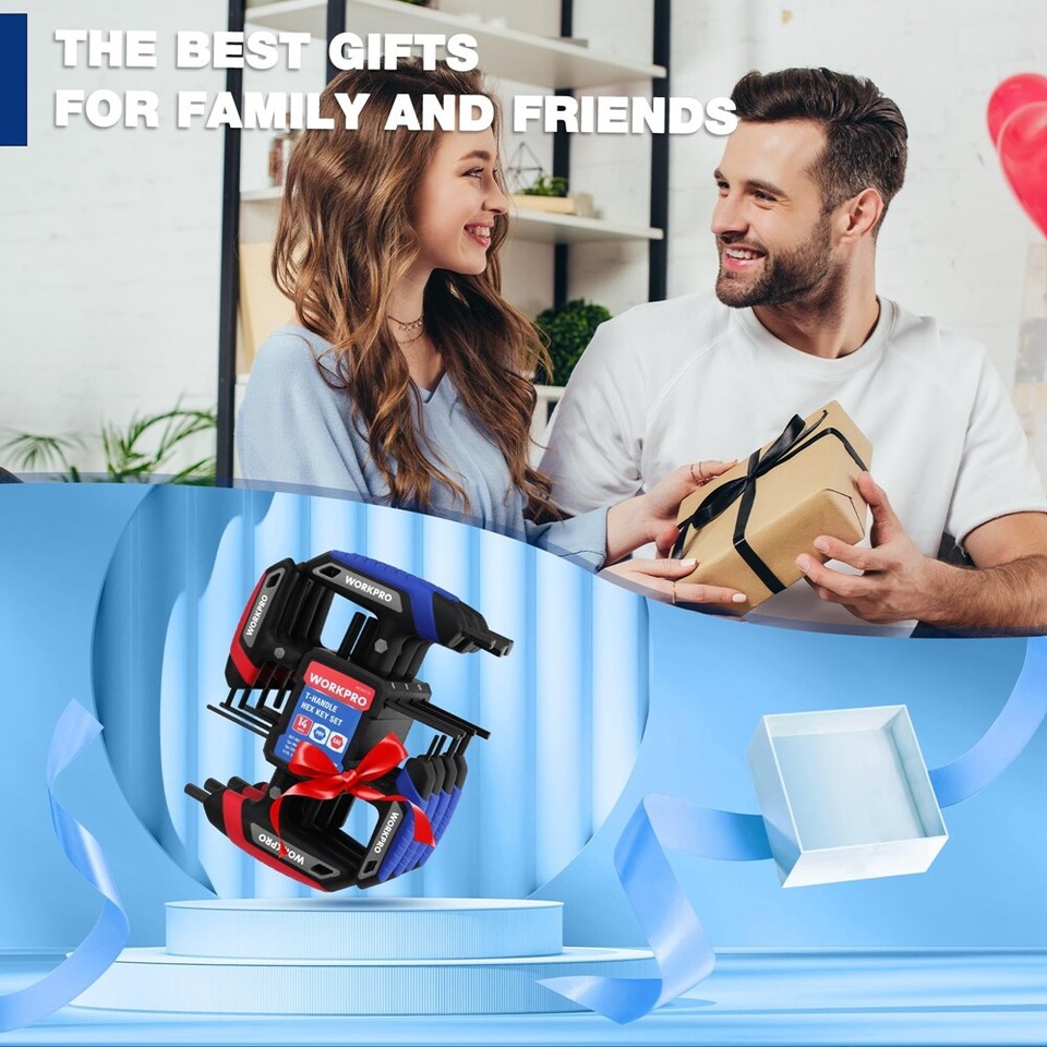 WORKPRO 14PCS T-Handle Allen Wrench Set Metric/SAE T Handle Hex Key ...