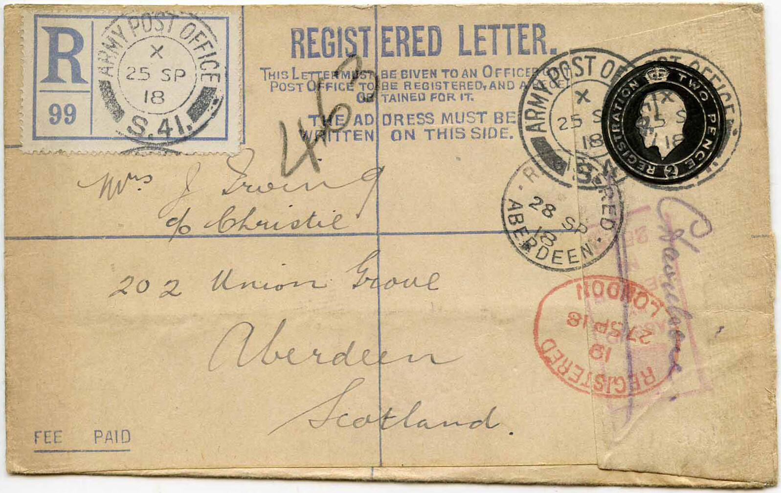 GB WW1 REGISTERED ENVELOPES STATIONERY APO. FPO. MILITARY CENSORED ...