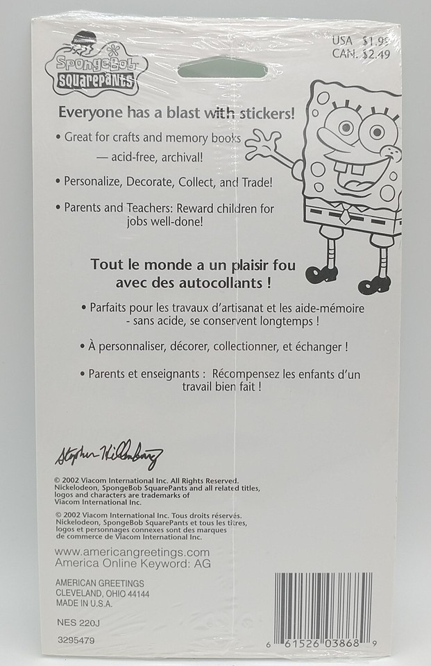 Vintage SPONGEBOB SQUAREPANTS Stickers Nickelodeon 2 Sheets | eBay