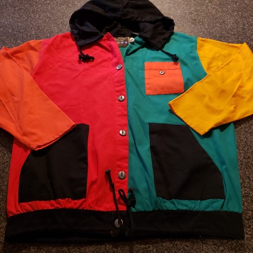 90's Vintage Vtg Color Block Lightweight Button Jacket Rap Malcom X TLC ...