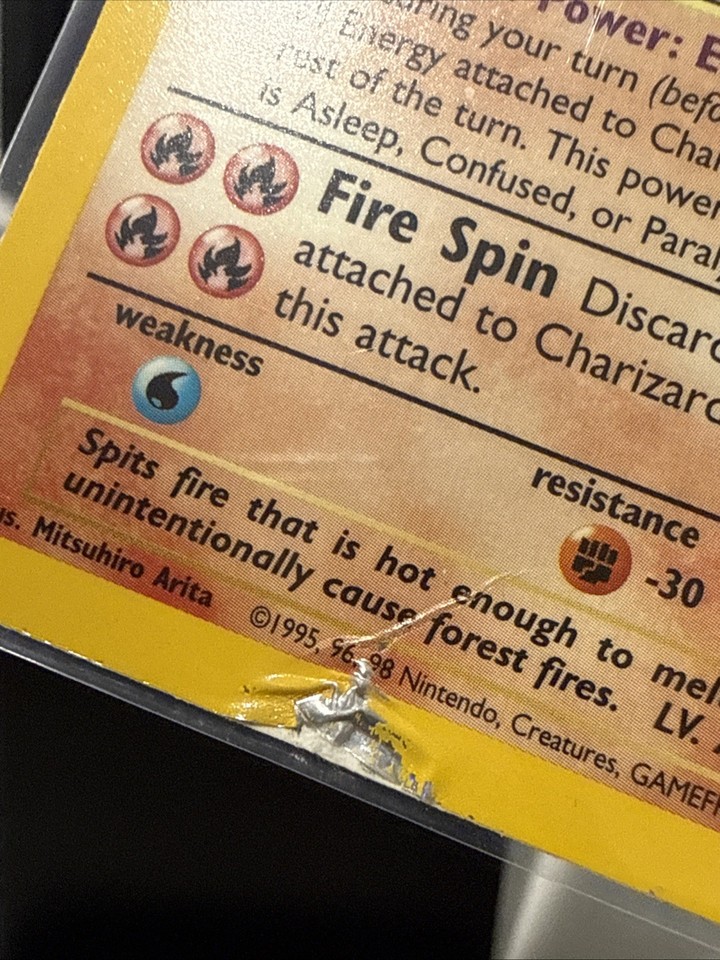 Pokémon TCG Charizard Base Set Holo Unlimited Rare Card 4/102 Damaged ...