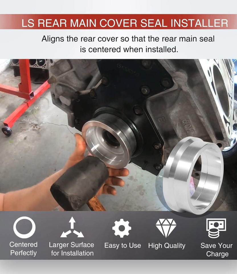 LS Rear Main Cover Alignment Tool & Seal Installer Compatible with GM ...