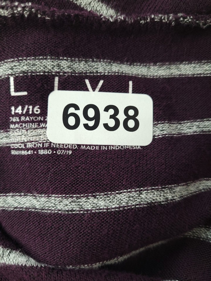 LIVI Tunic Sweater Top Womens 14 Short Sleeve Cowl Neck Stretch Purple ...