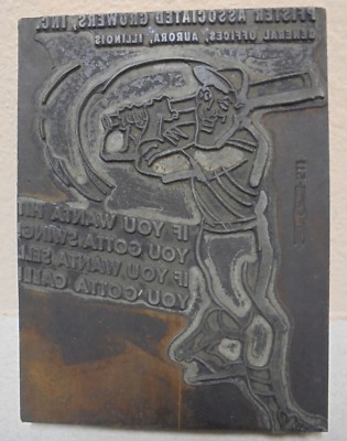 VINTAGE Letterpress Printing Block Baseball Player Store Add | eBay