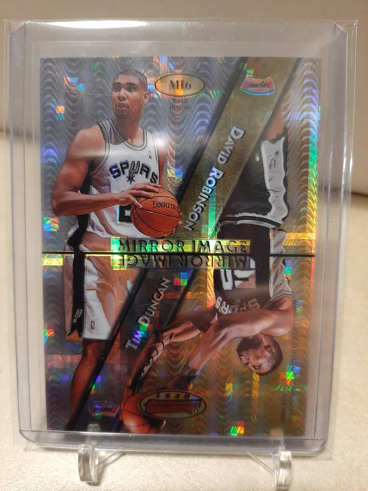 1997-98 BOWMANS BEST MIRROR IMAGE ATOMIC REFRACTOR #4 - TIM DUNCAN & D ...
