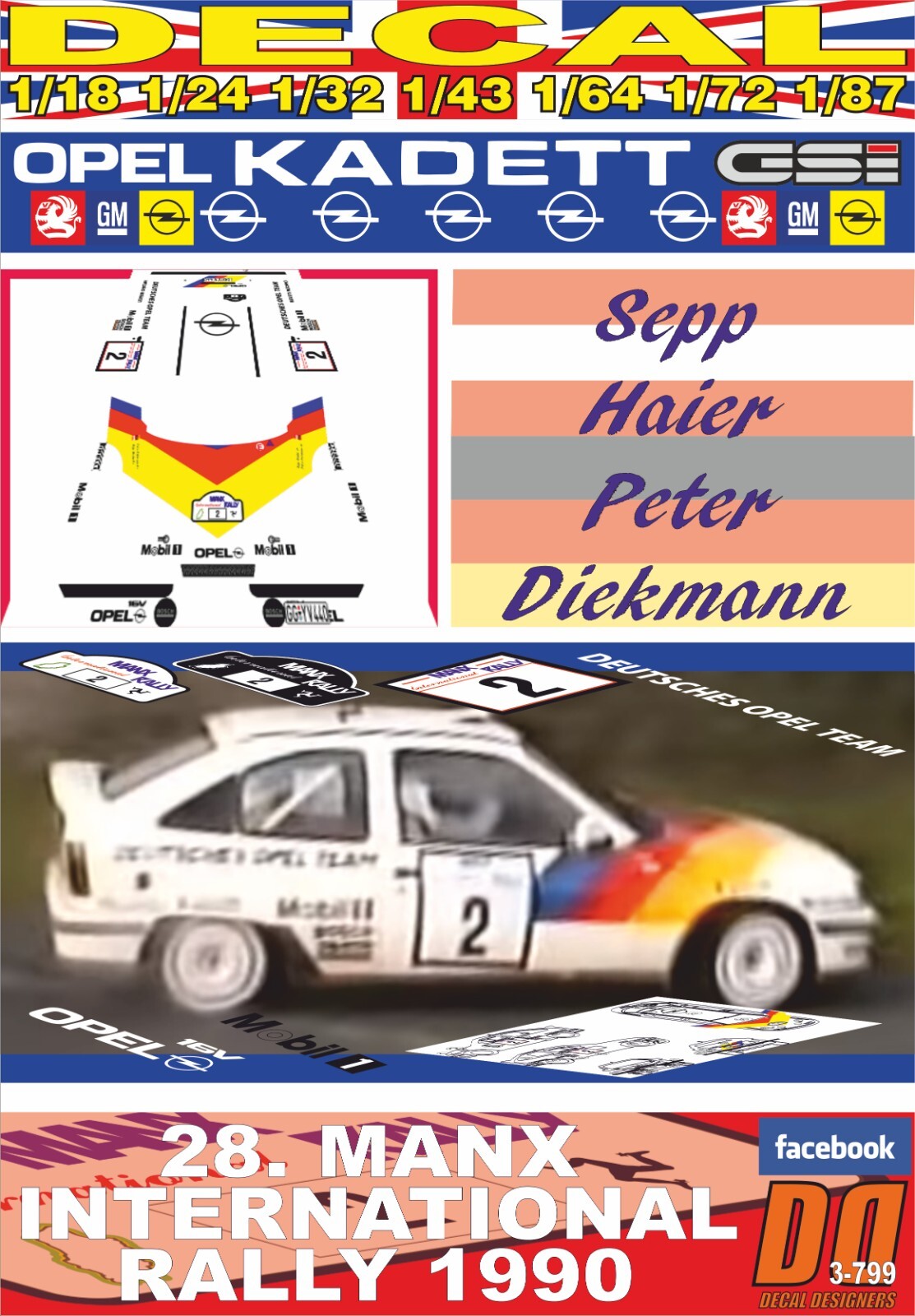 DECAL OPEL KADETT GSI 16V S.HAIDER MANX INTERNATIONAL R. 1990 6th (02 ...