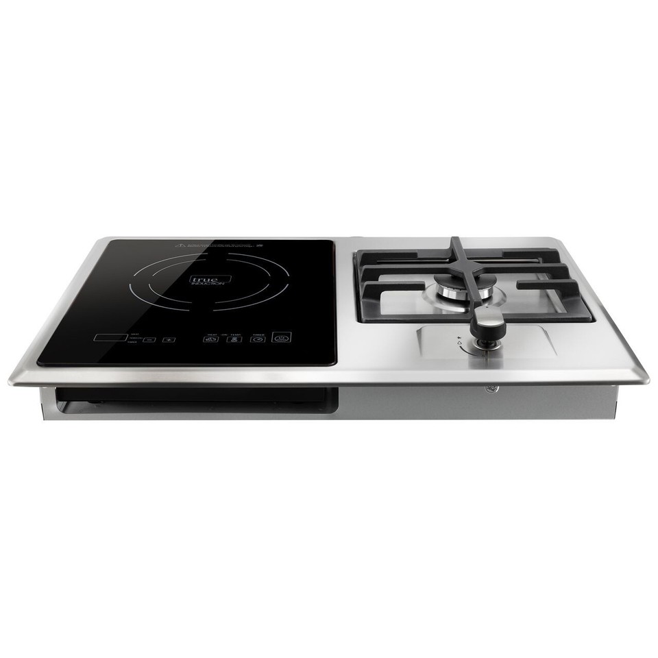 Tough Grade 2 Burner RV Cooktop, 1600W Induction Burner, 6500BTU Gas ...
