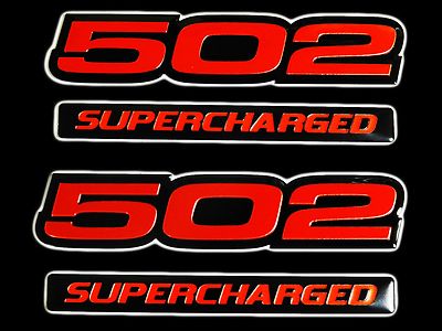 VMS 2 CHEVY 502 CI SUPERCHARGED ENGINE HO BIG BLOCK ALUMINUM EMBLEMS ...