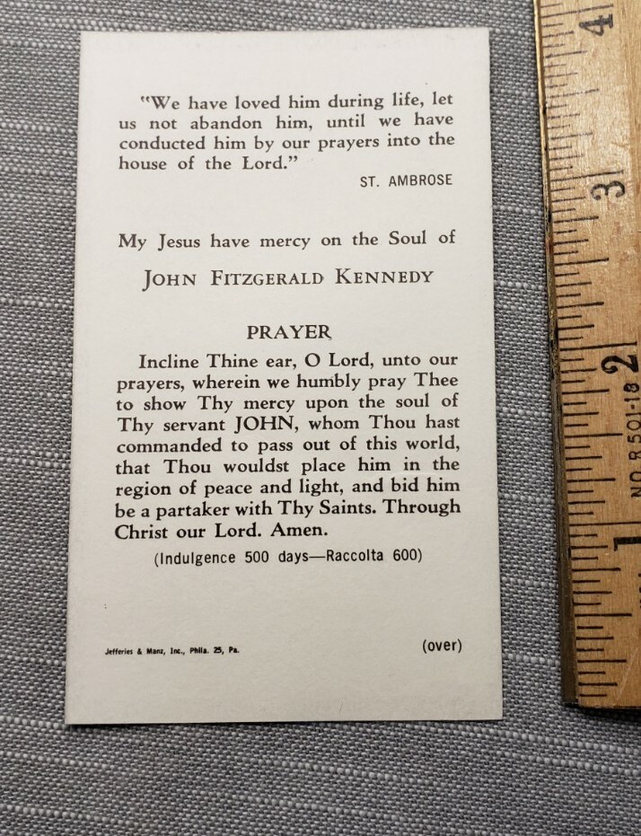Vintage Antique Catholic John Kennedy JFK Prayer Card H96 | eBay