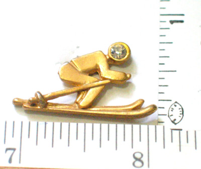 Downhill Skiing Ski Pin Gold Tone & Jeweled | eBay