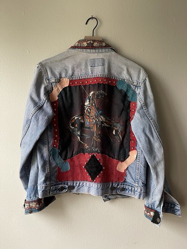 Vintage 80s Levi’s Jacket Custom Art Patch Native American Western ...