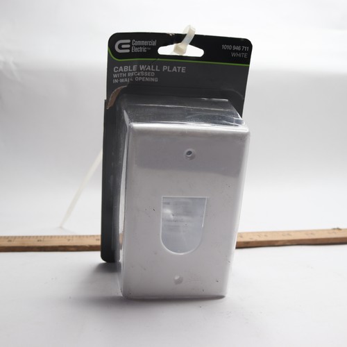 Commercial Electric Cable Pass-Through Wall Plate Plastic White 1-Gang ...