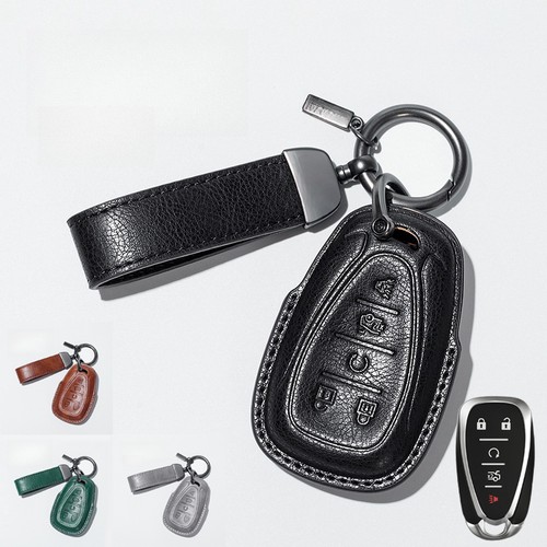 Genuine Leather Car Key Case Cover For Chevy Camaro Trax Equinox Malibu ...