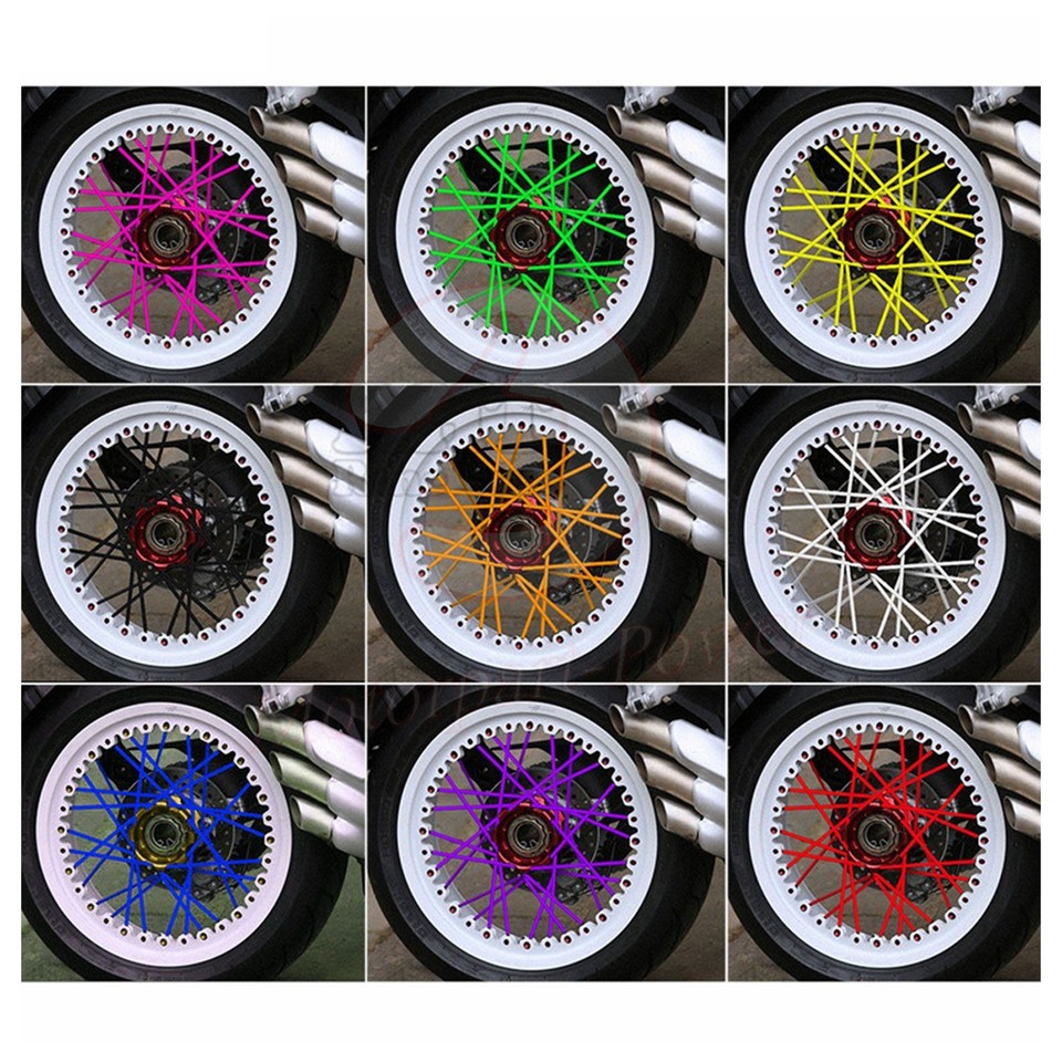72Pcs Motorcycle Dirt Bike Spoke Skins Covers Wraps Wheel Rim Guard ...