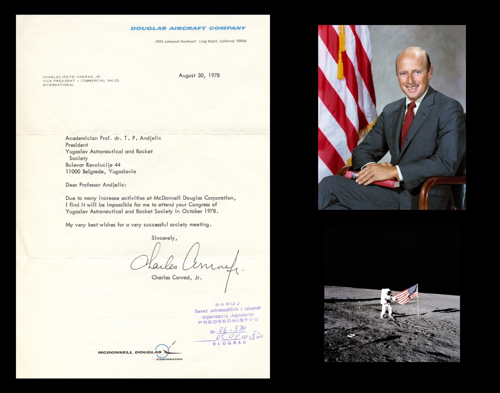 CHARLES PETE CONRAD Autographed Signed Letter NASA Apollo 12 Gemini 5 ...