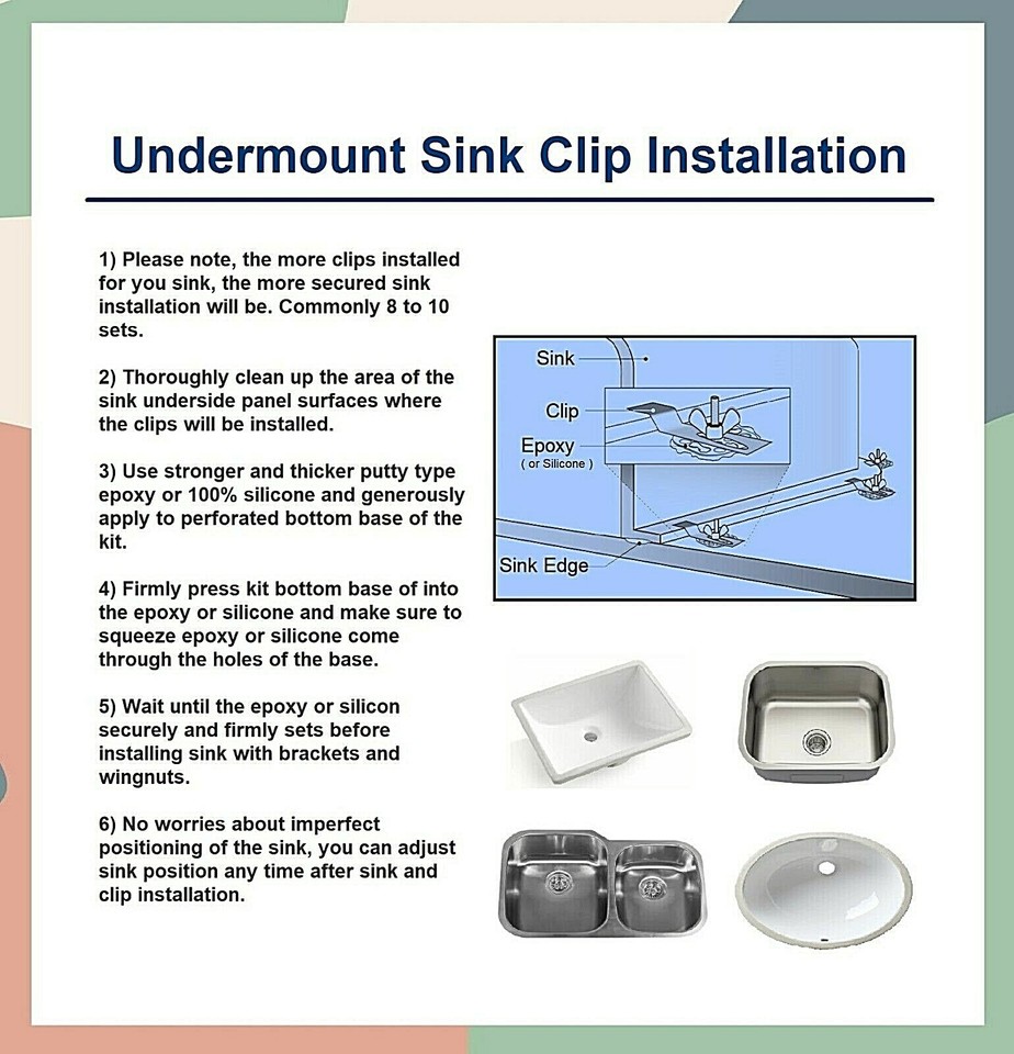 Undermount Sink Clip Support Bracket 10-pk for Bath Kitchen Repair Kit ...