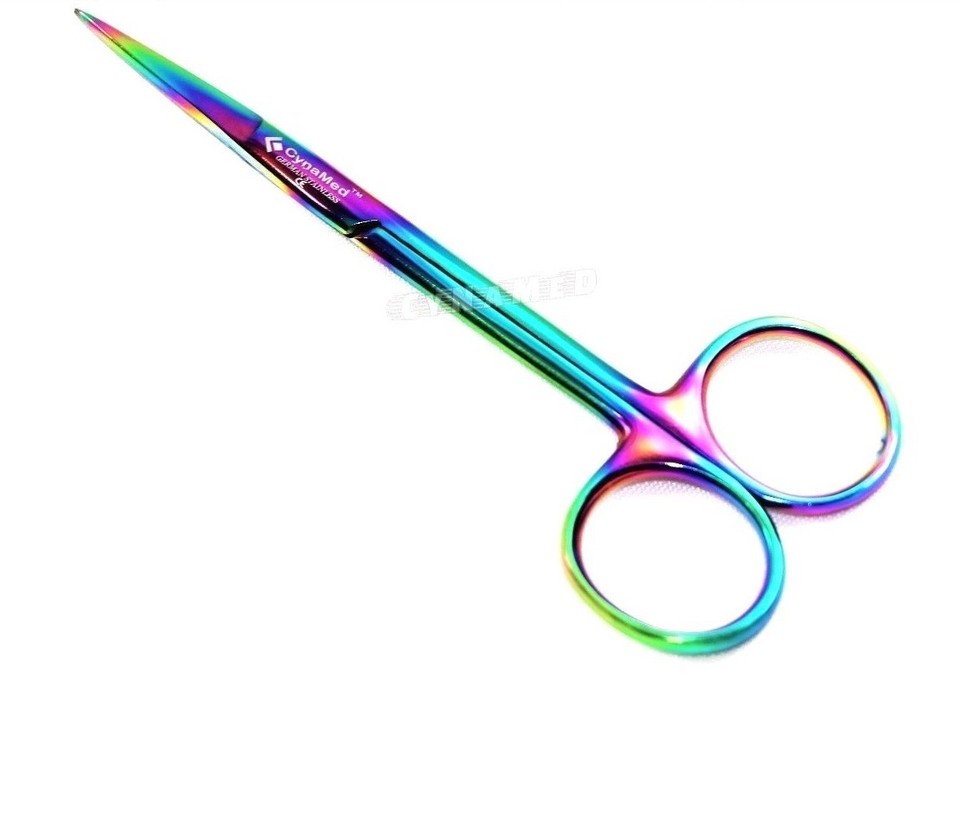 5 GERMAN IRIS MICRO DISSECTING SCISSORS STRAIGHT 4.5" MULTI RAINBOW ...