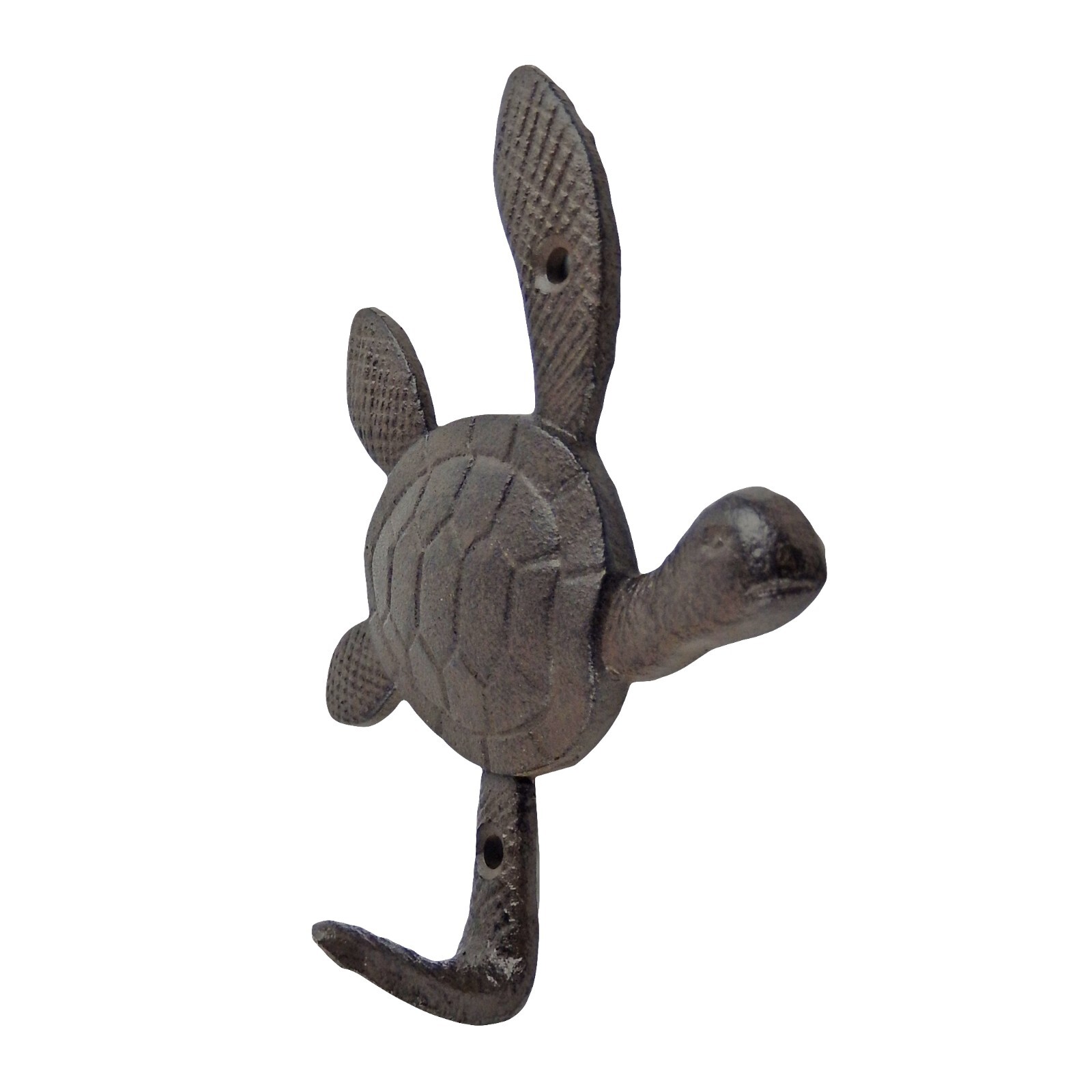 Brown Sea Turtle Wall Hook Cast Iron Key Towel Coat Hanger Nautical ...