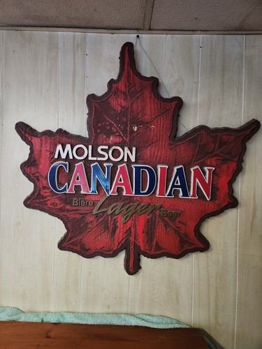 MOLSON CANADIAN BIERE/BEER MAPLE LEAF SIGN-VERY LARGE! | eBay