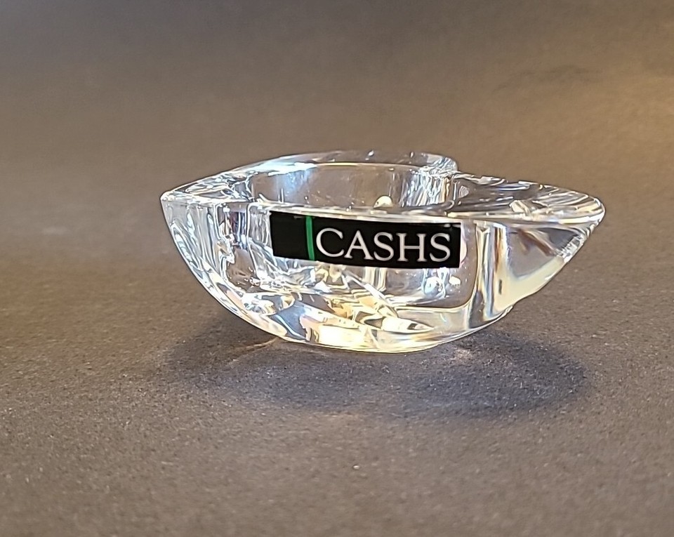 Cashs Irish Crystal Heart Votive Candle Holder with Sticker and Etched ...