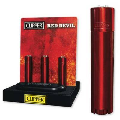 Clipper Metal Red Devil CIG LIGHTER Easily Refillable FREE TIN CASE ...