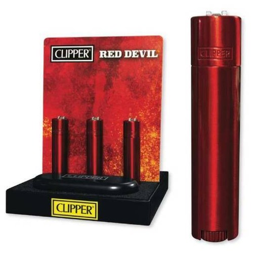 Clipper Metal Red Devil CIG LIGHTER Easily Refillable FREE TIN CASE ...