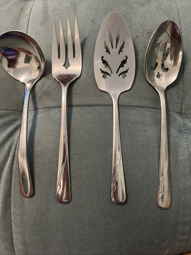 Oneida Oceanic Stainless Slotted Spoon Fork, Ladle, Pie Server Meat ...