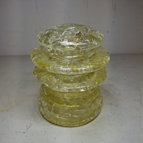 Hemingray-56 Yellow Crackled Glass Insulator 3.75x3.25 | eBay