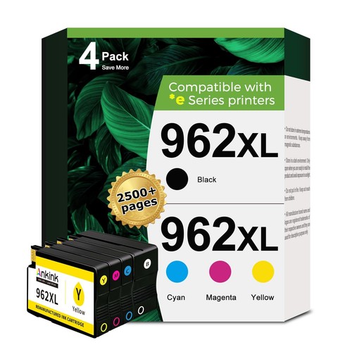 962XL Ink Cartridges Replacement for HP 962 XL 4 Combo Pack Compatible ...