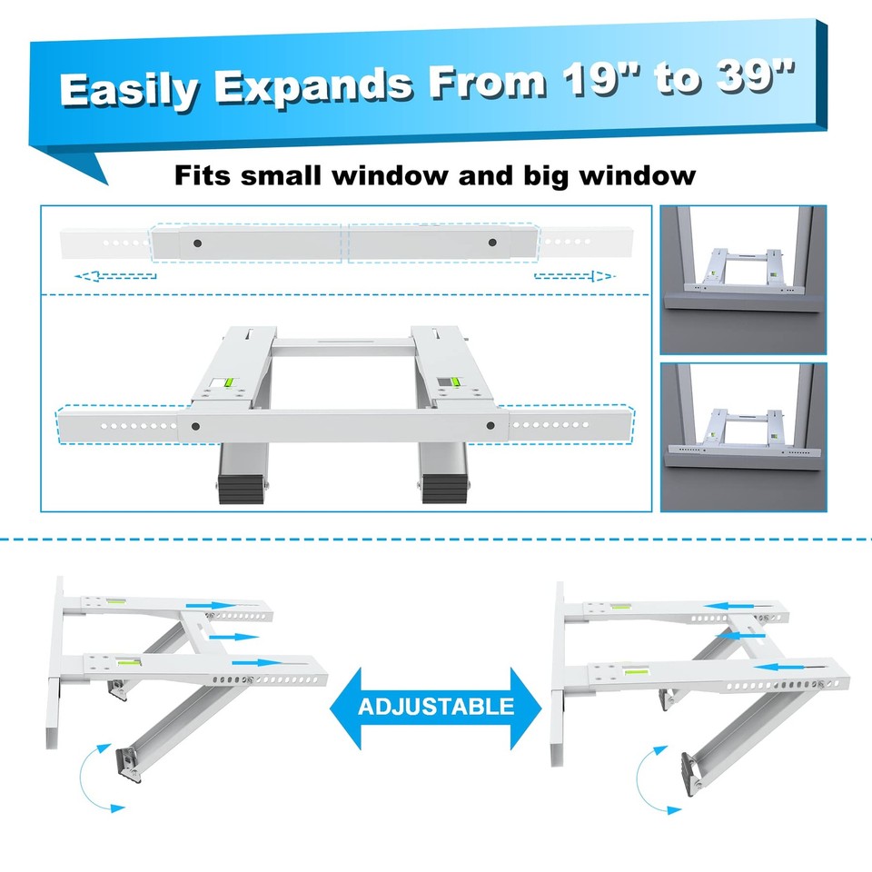 Window Air Conditioner Bracket, Drill-Less Window AC Support Heavy Duty ...