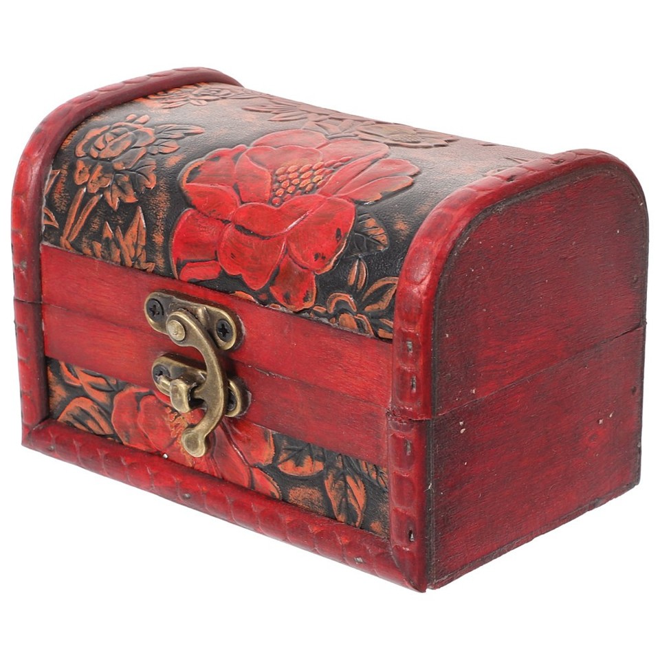 Wooden Vintage Trinket Box Wooden Storage Box Retro Treasure Box ...