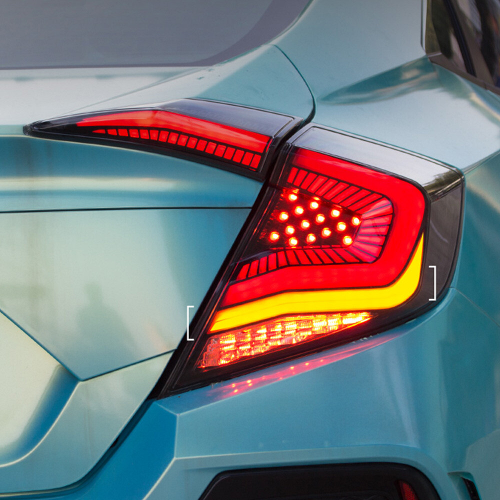 LED Tail Lights Assembly For Honda Civic Sedan 16-21 Black LED Rear ...