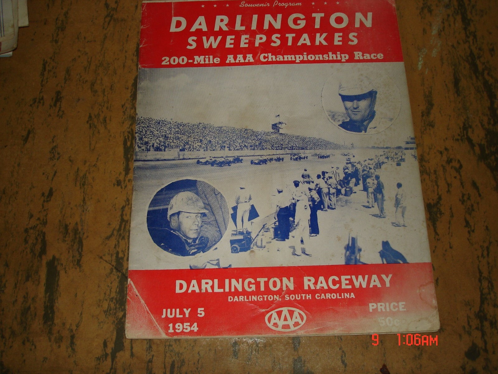 1954 Darlington Raceway program 200 mile Sweepstakes AAA race w/ Lineup ...