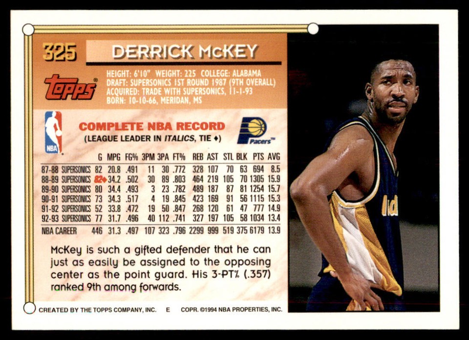 1993-94 Topps #325 Derrick McKey | eBay