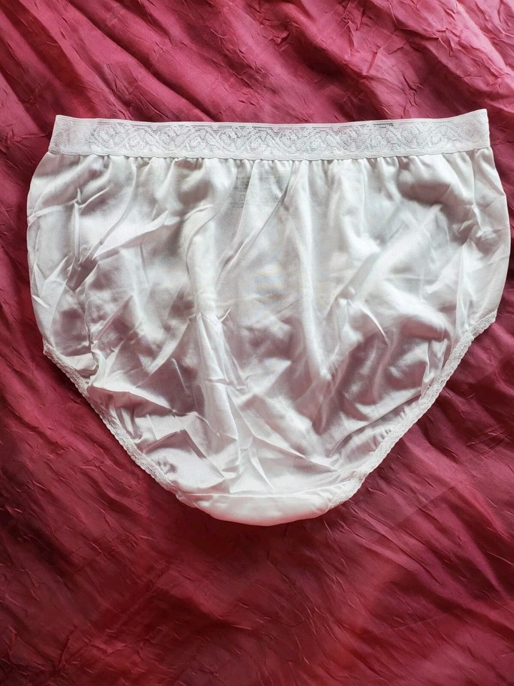 Vtg Sheer Panties Shiny Silky Lace Nylon Gusset Size 9 Sissy Sexy ...