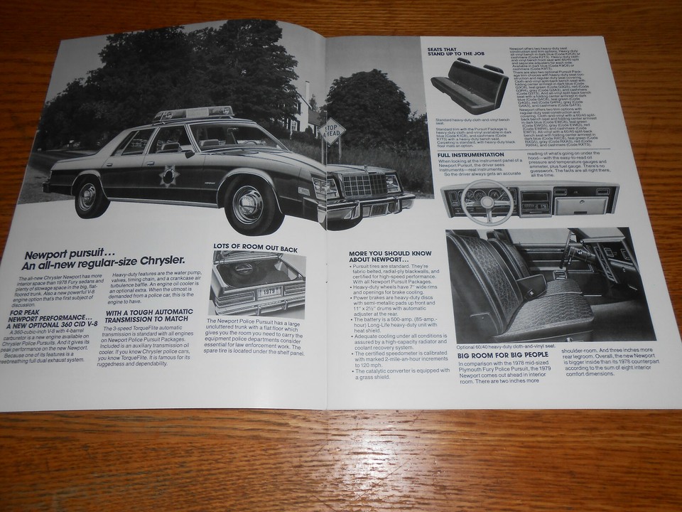 1979 PLYMOUTH and CHRYSLER POLICE BROCHURE / '79 POLICE CAR & VAN ...