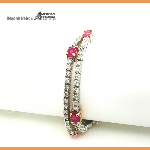 Certified FSI1 3.36CT Ruby & Natural Diamond Tennis Bracelet 14K White Gold | eBay
